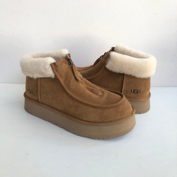 UGG | Shoes | Ugg Women Funkette Platform Zip Chestnut Shearling Cuff ...